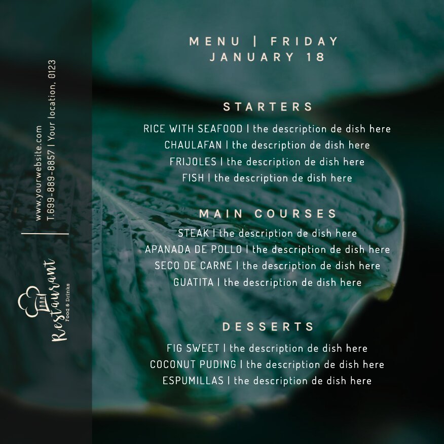 Online program to create free restaurant menus