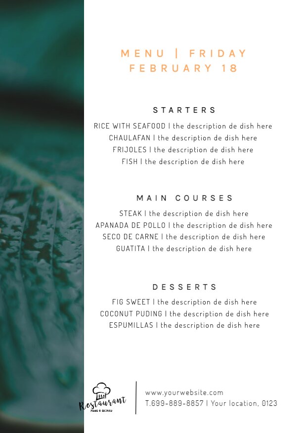 Online program to create free restaurant menus