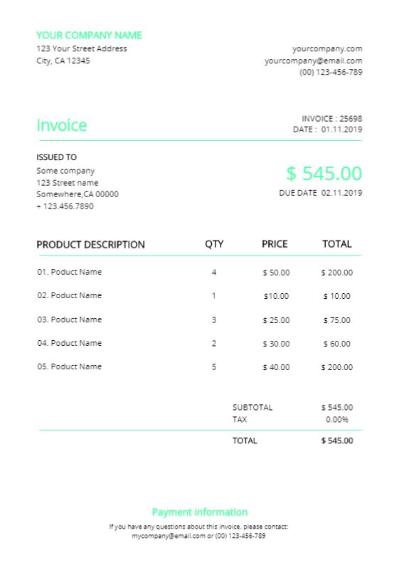 Free invoices templates to edit online