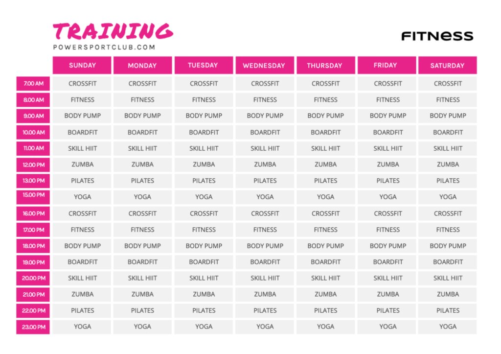 Gym Activities Schedule online templates