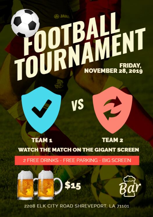 Posters to promote football matches in a bar