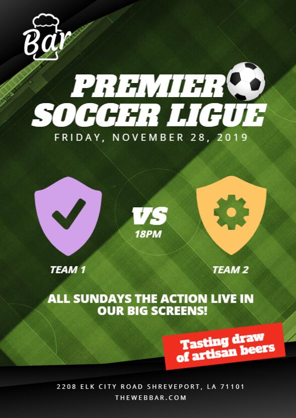 Posters to promote football matches in a bar