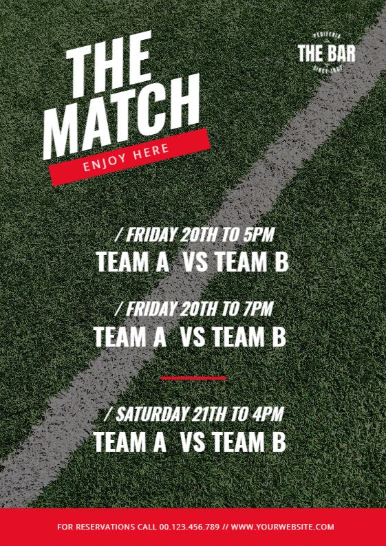 Posters to promote football matches in a bar