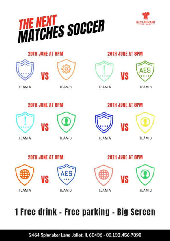 Posters to promote football matches in a bar