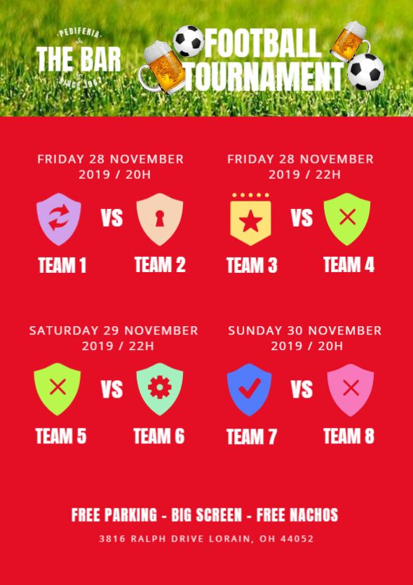 Posters to promote football matches in a bar