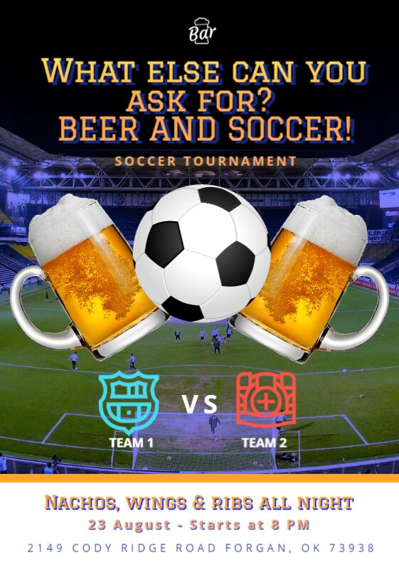 Posters to promote football matches in a bar