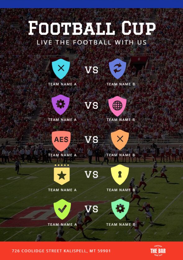 Posters to promote football matches in a bar