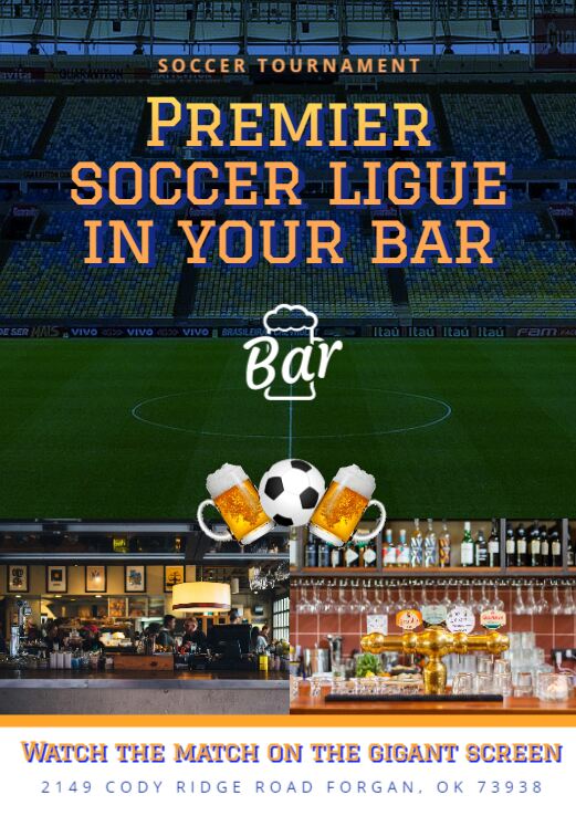 Posters to promote football matches in a bar