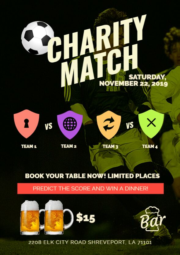 Posters to promote football matches in a bar