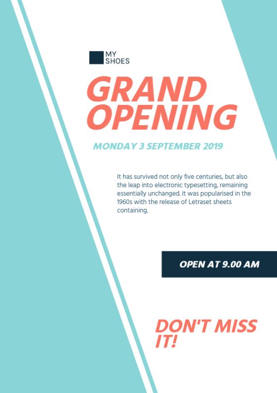 Online designs to promote the grand opening of a business