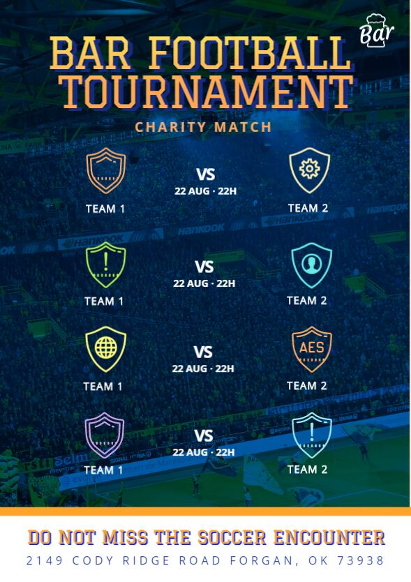 Posters to promote football matches in a bar