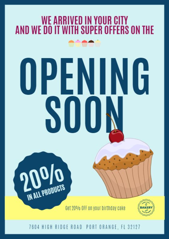 Online designs to promote the grand opening of a business