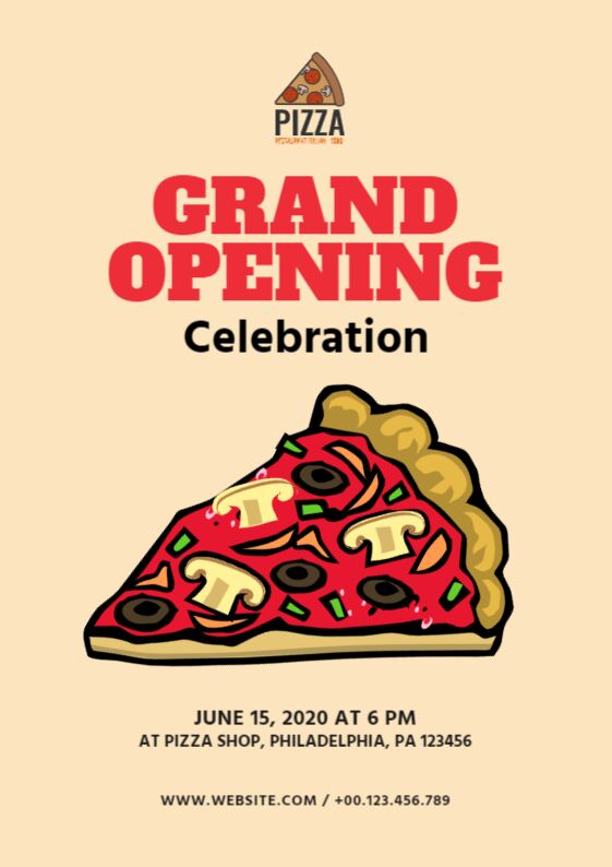 Online designs to promote the grand opening of a business