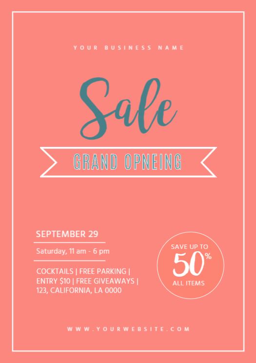 Online designs to promote the grand opening of a business