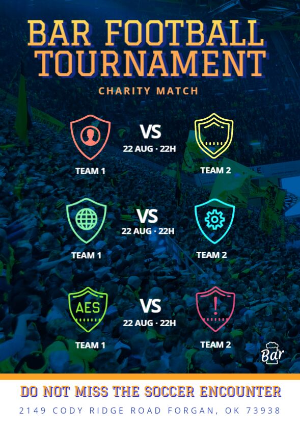 Posters to promote football matches in a bar