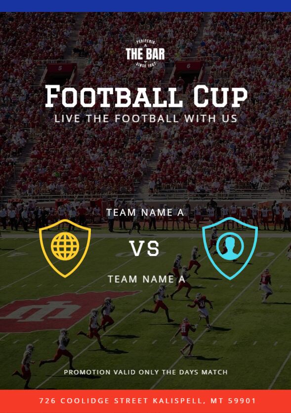 Posters to promote football matches in a bar