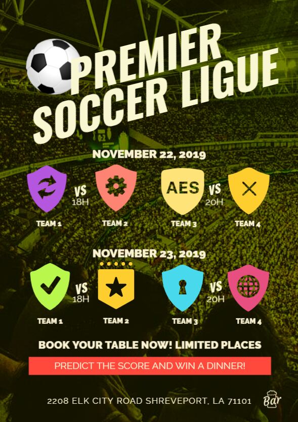 Posters to promote football matches in a bar