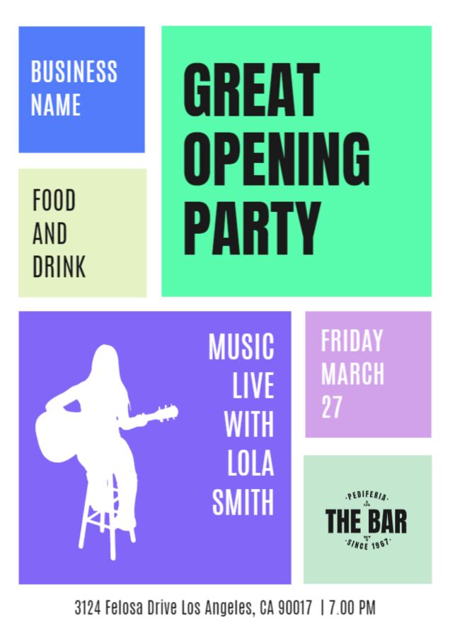 Online designs to promote the grand opening of a business