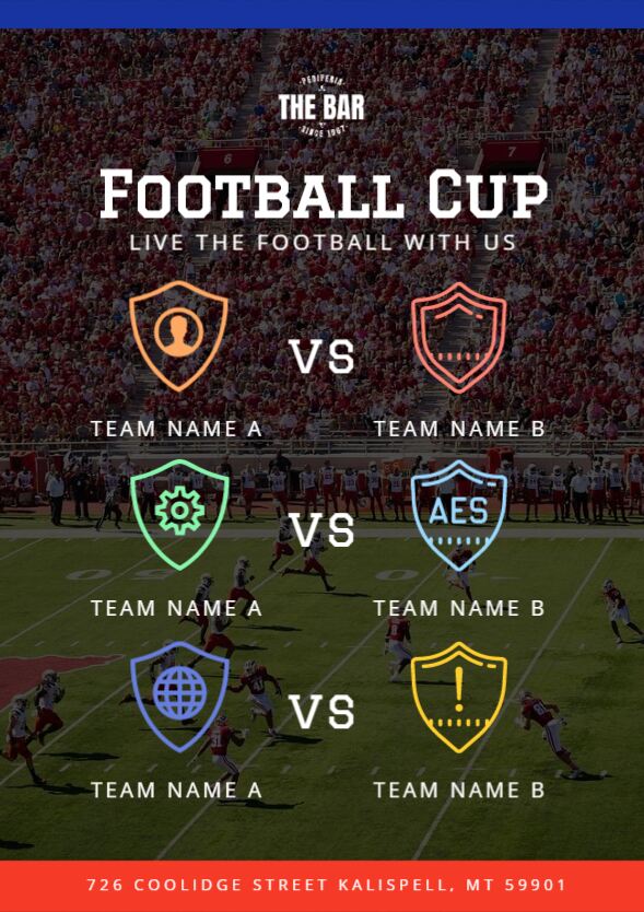 Posters to promote football matches in a bar