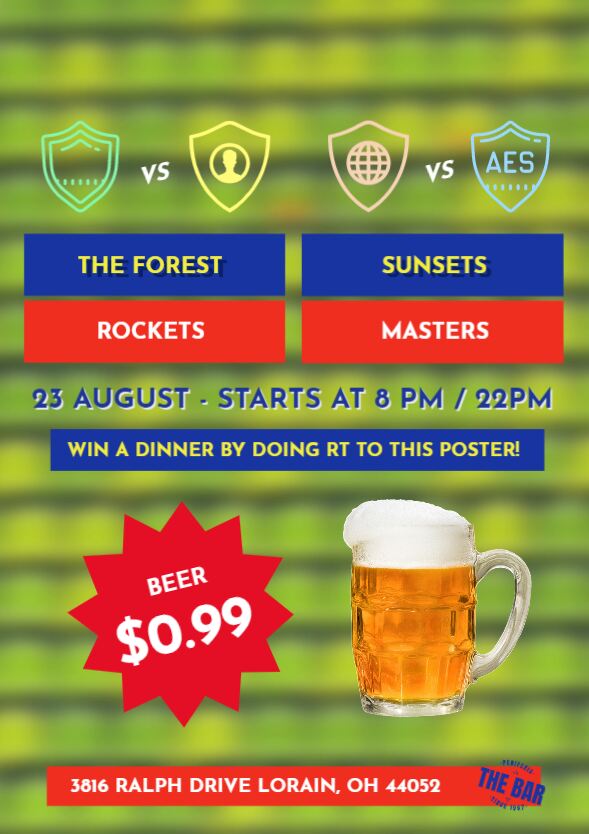 Posters to promote football matches in a bar