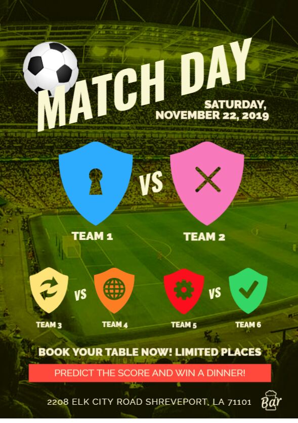 Posters to promote football matches in a bar