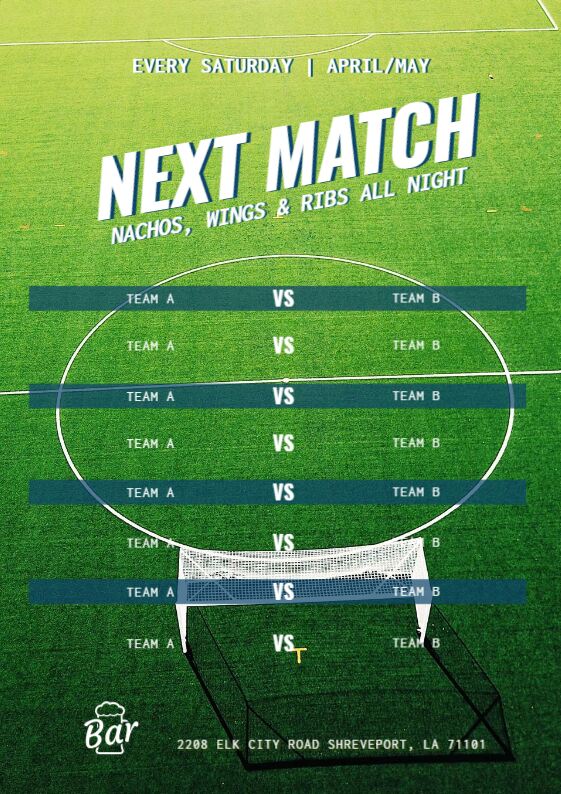 Posters to promote football matches in a bar