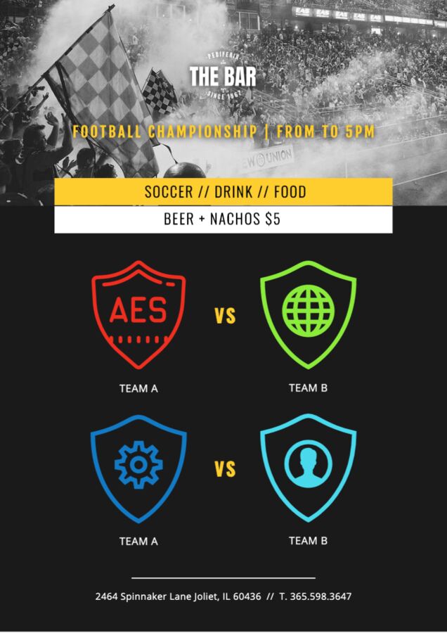 Posters to promote football matches in a bar