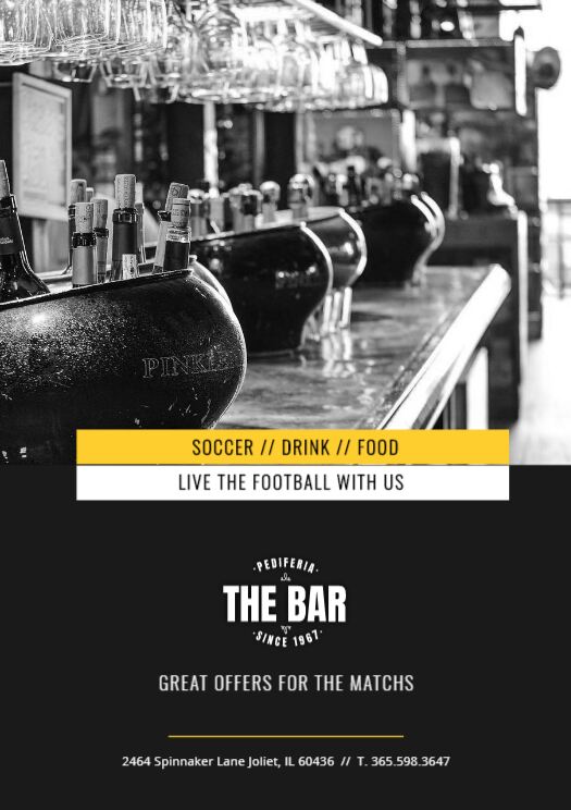 Posters to promote football matches in a bar