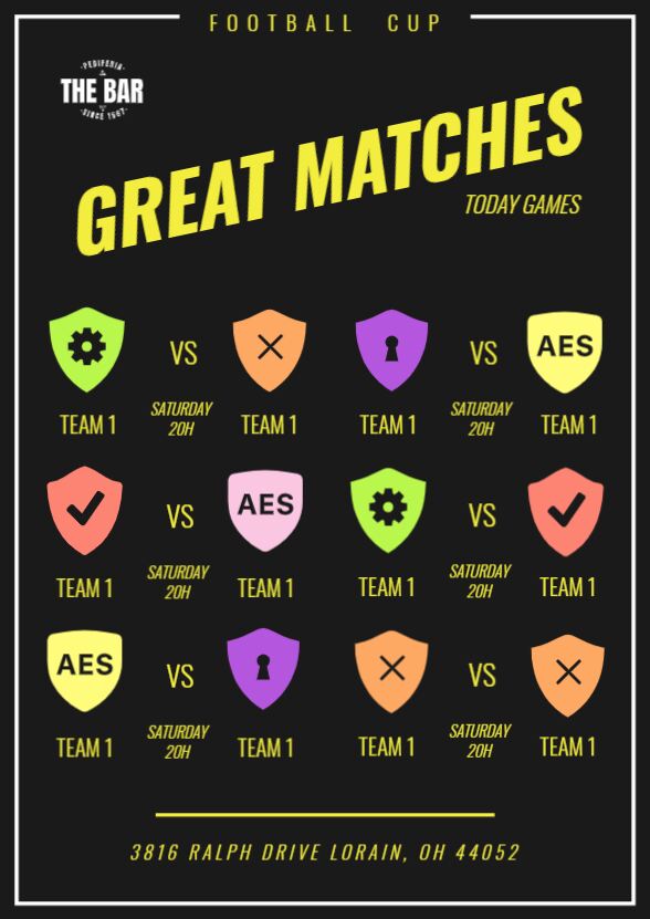 Posters to promote football matches in a bar