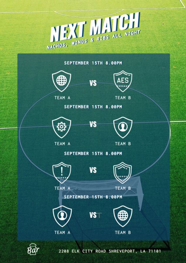 Posters to promote football matches in a bar