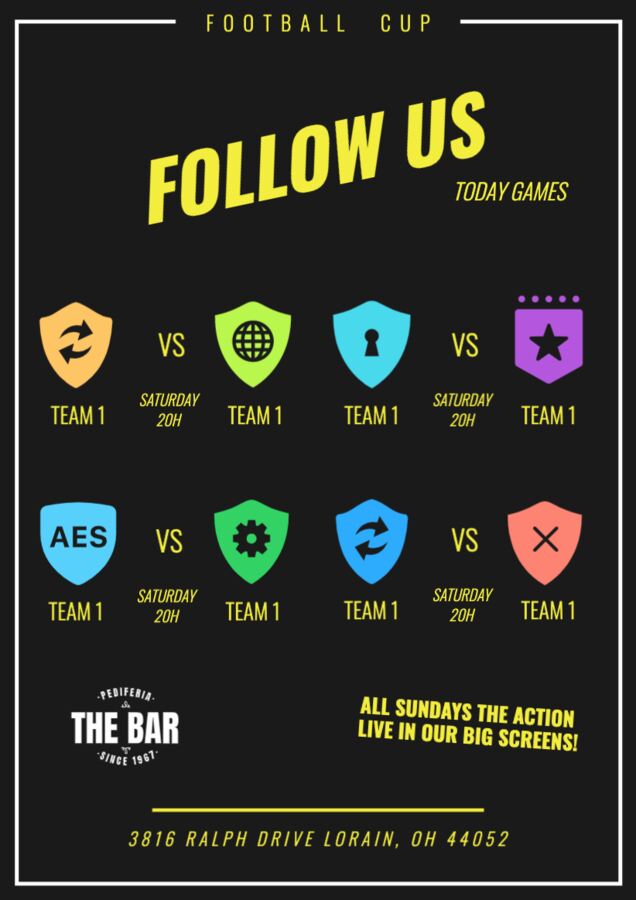 Posters to promote football matches in a bar