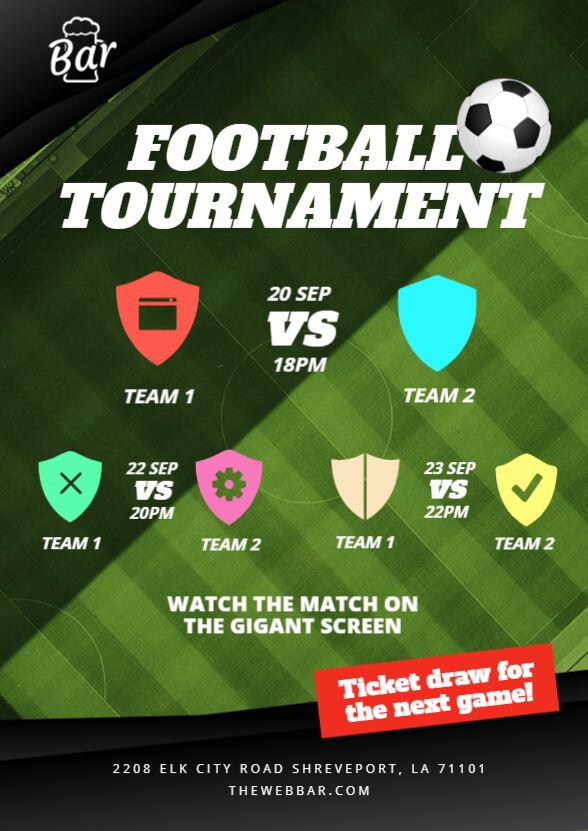 Posters to promote football matches in a bar