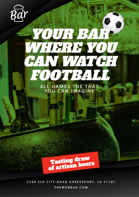 Posters to promote football matches in a bar