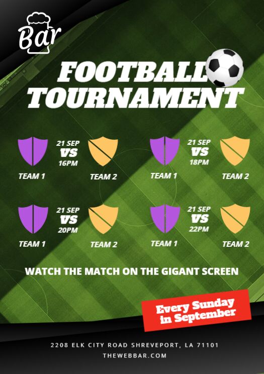 Posters to promote football matches in a bar