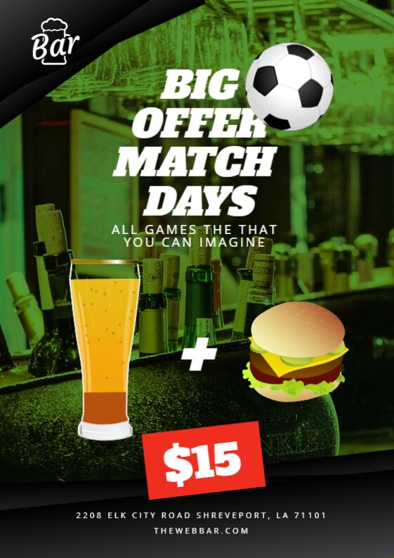 Posters to promote football matches in a bar