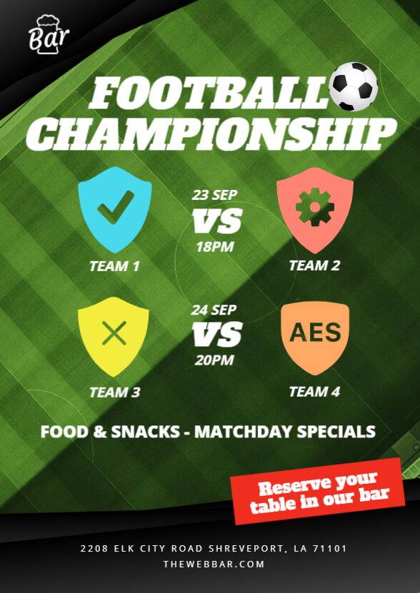 Posters to promote football matches in a bar