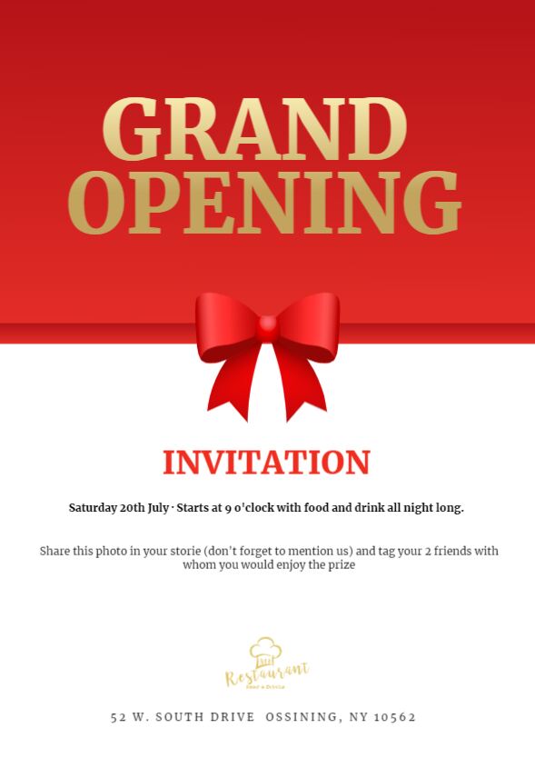 Online designs to promote the grand opening of a business