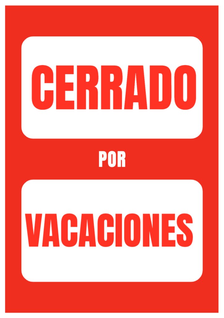 Plantillas de cerrado por vacaciones para imprimir