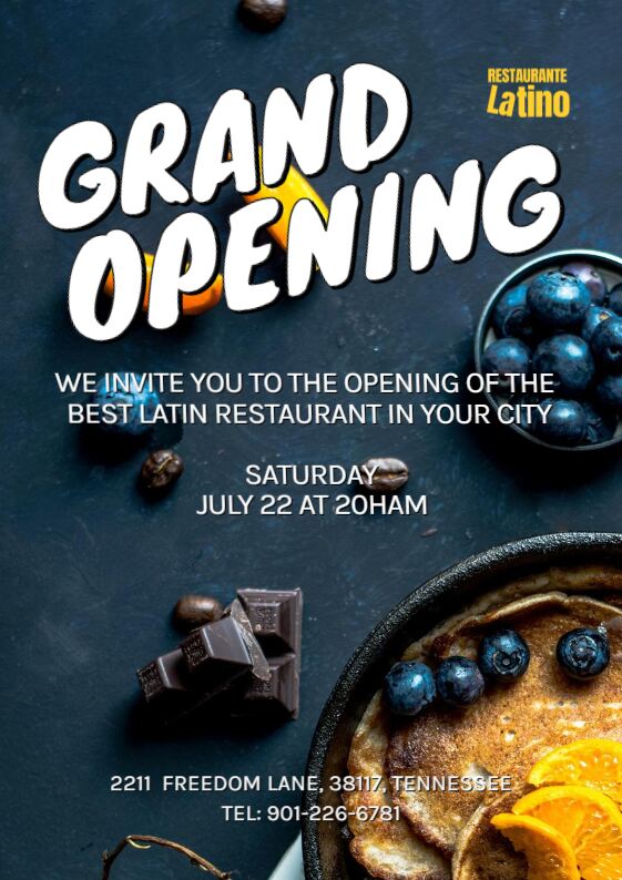 Online designs to promote the grand opening of a business