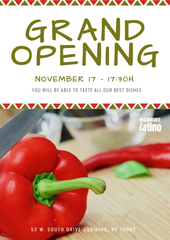 Online designs to promote the grand opening of a business