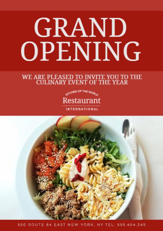 Online designs to promote the grand opening of a business