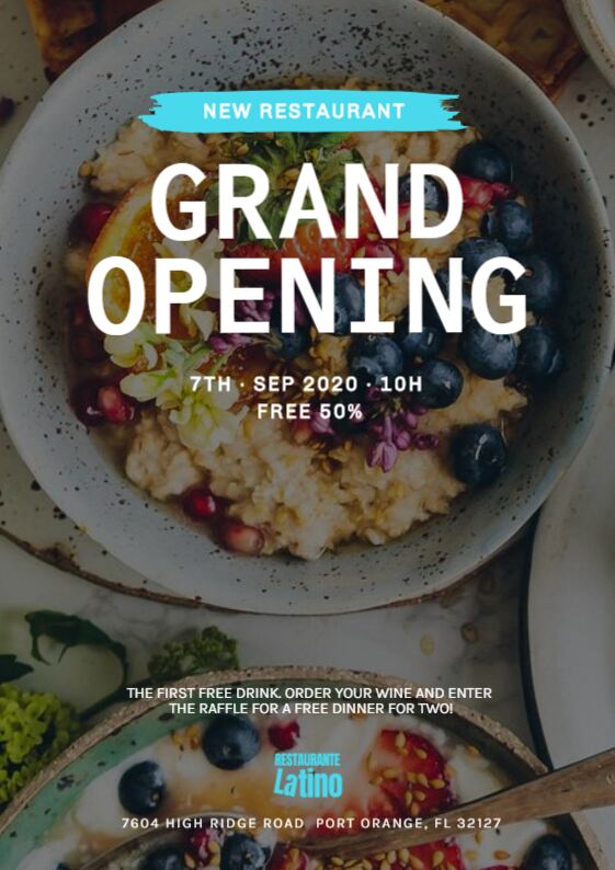 Online designs to promote the grand opening of a business