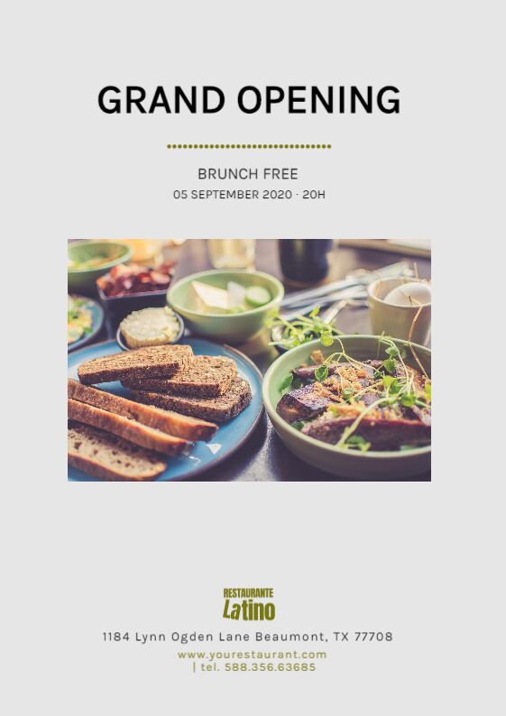 Online designs to promote the grand opening of a business