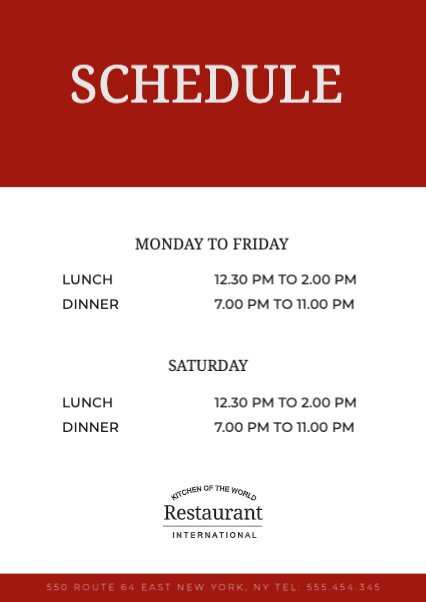 Opening hours templates online