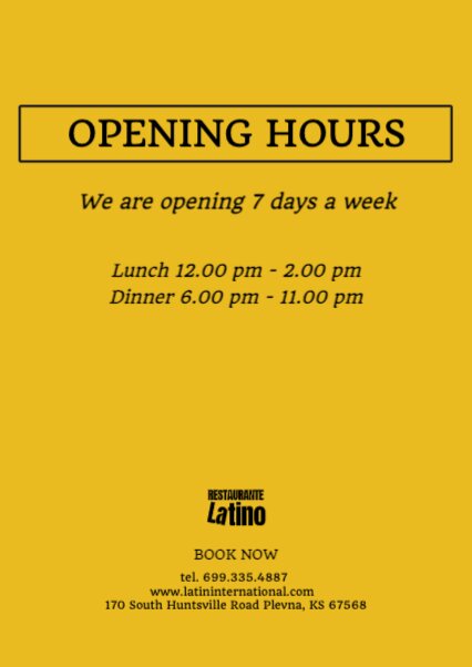 Opening Hours Templates Online