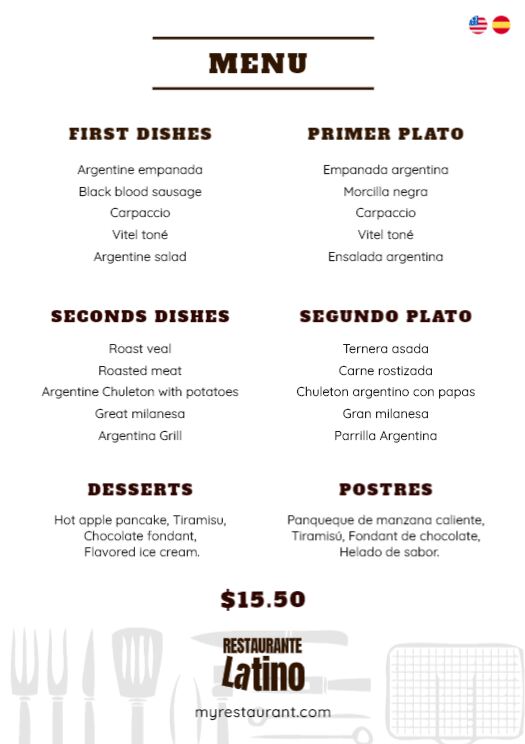 Crear menús de restaurante online gratis