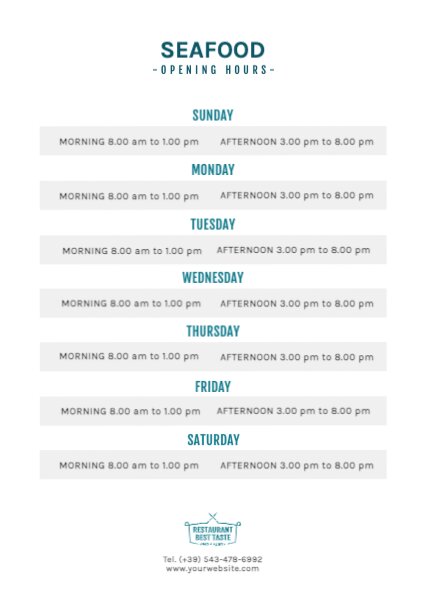 Opening hours templates online