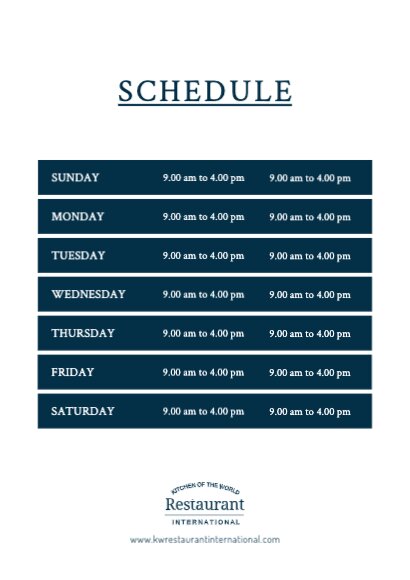 Opening hours templates online