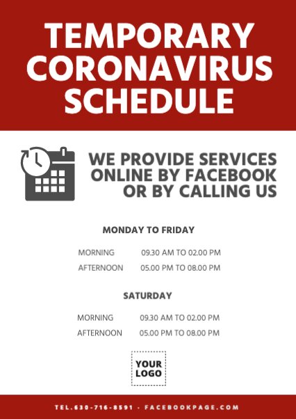 Opening hours templates online