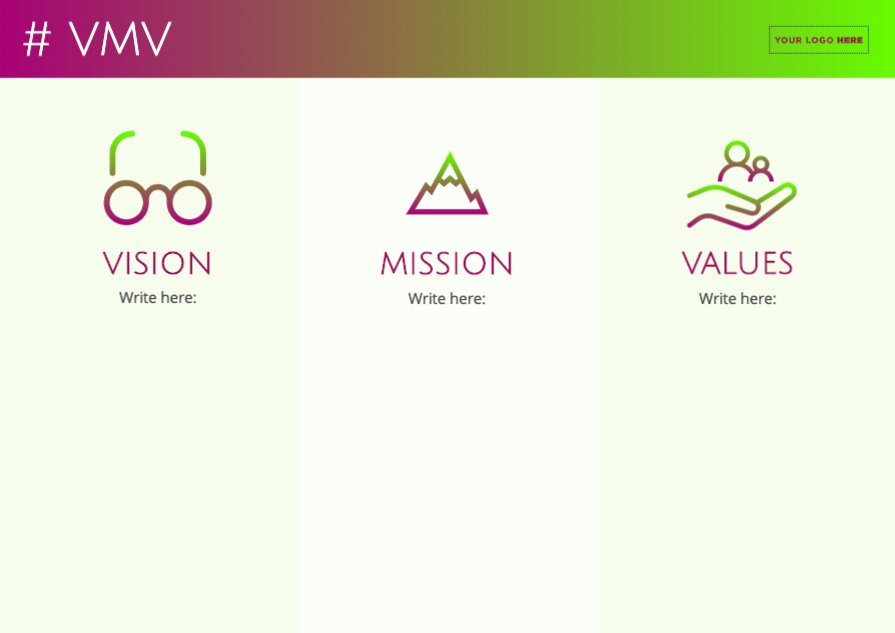 Mission, Vision and Values templates to print